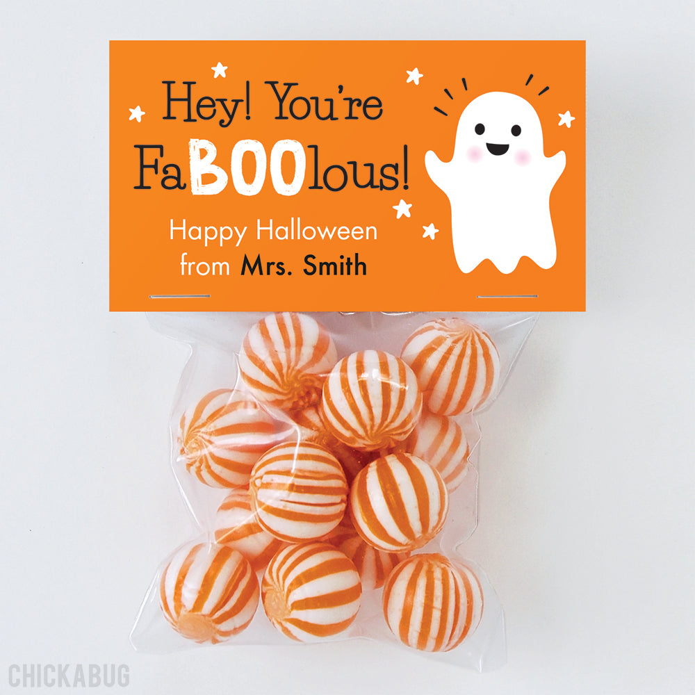 Personalized "You're FaBOOlous!" Ghost Halloween Treat Bags – Chickabug