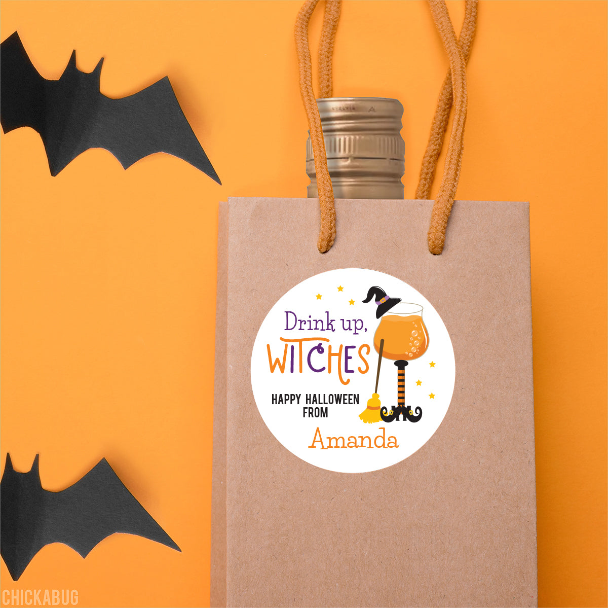 Personalized "Drink Up, Witches" Wine Glass Halloween Stickers – Chickabug