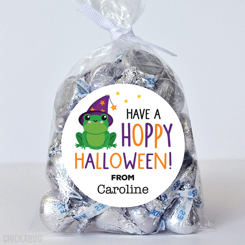 Personalized Cute Frog "Hoppy Halloween" Stickers – Chickabug