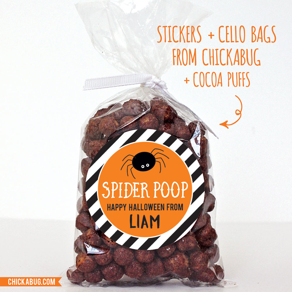 Personalized "Spider Poop" Funny Halloween Stickers – Chickabug
