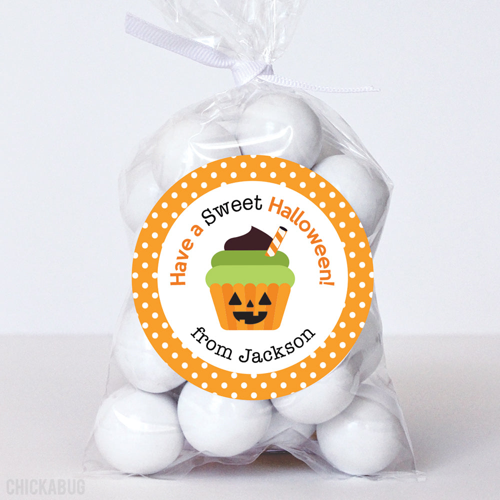 Personalized "Have A Sweet Halloween" Cupcake Halloween Stickers ...