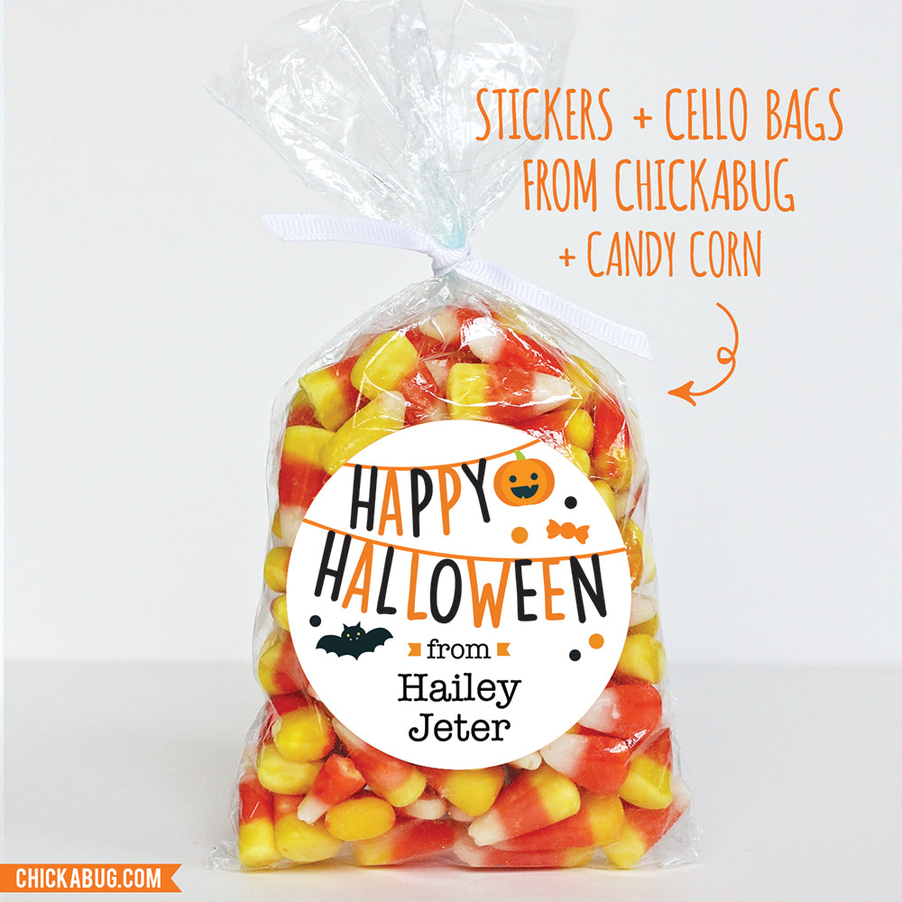 Personalized "Happy Halloween" Party Banner Halloween Stickers – Chickabug