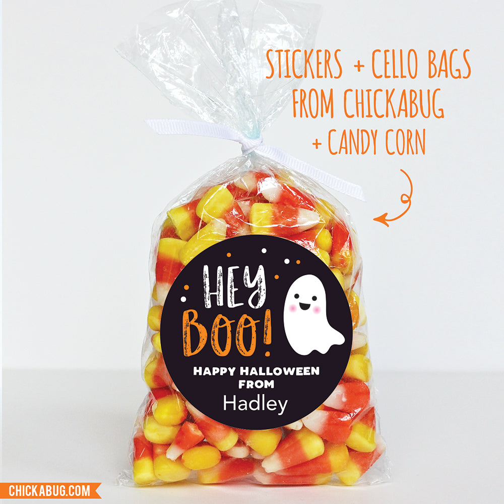 Personalized "Hey Boo!" Cute Ghost Halloween Stickers – Chickabug