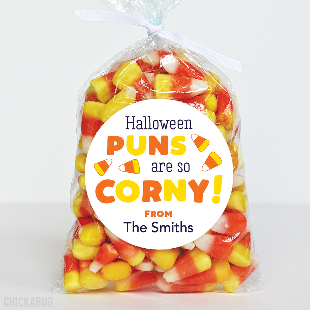 Personalized "Halloween Puns Are So Corny" Halloween Stickers – Chickabug