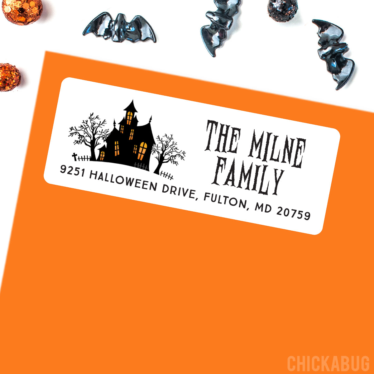 Personalized Haunted House Halloween Return Address Labels – Chickabug