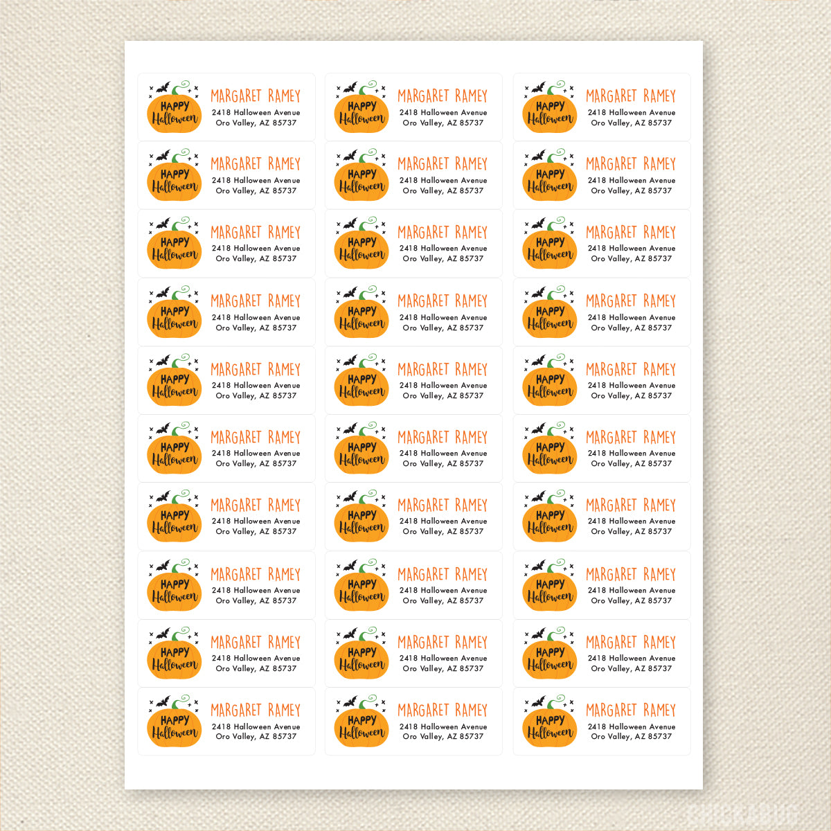 Personalized Happy Halloween Pumpkin Return Address Labels – Chickabug
