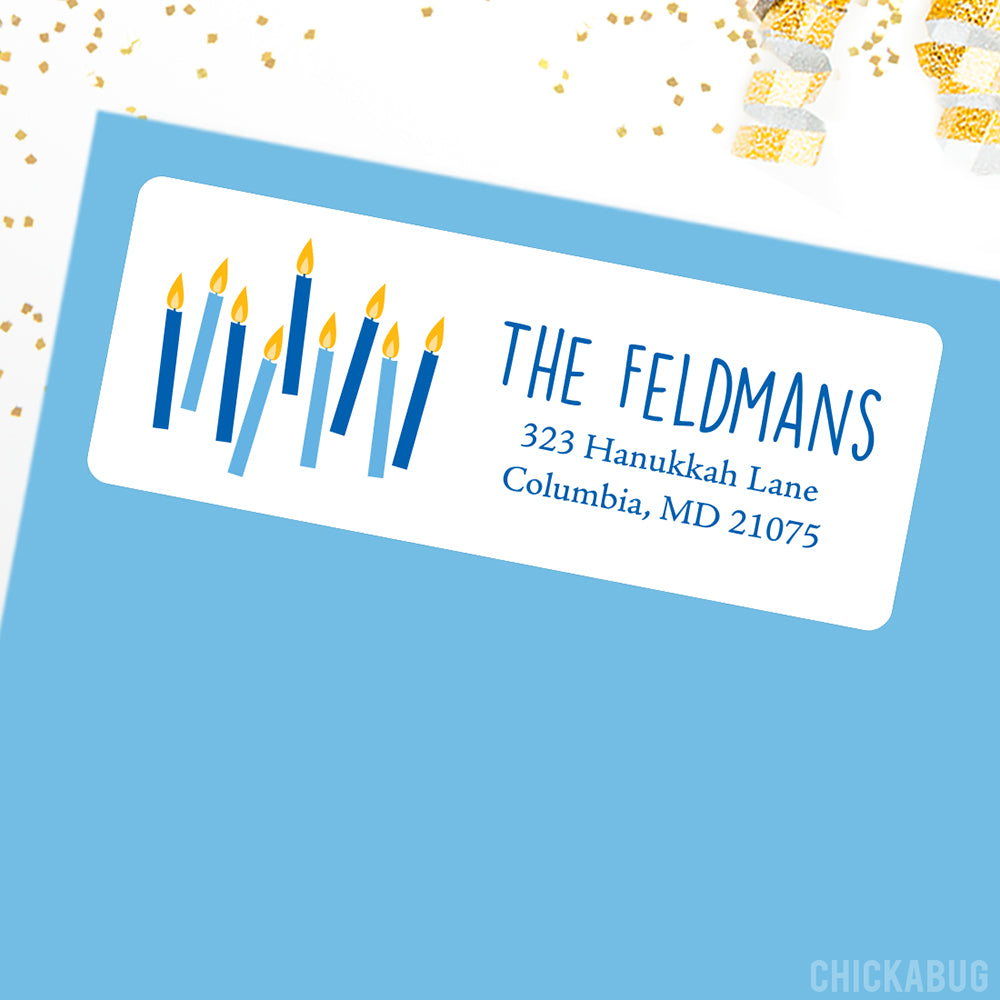 Personalized Hanukkah Candle Return Address Labels – Chickabug