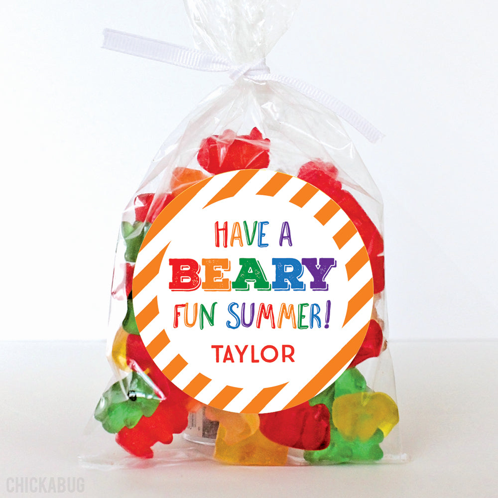 Personalized "Beary Fun Summer" Last Day of School Stickers – Chickabug