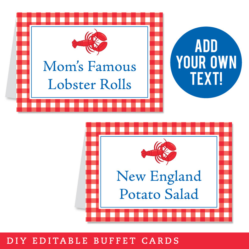 Lobster Party Table Tent Cards (EDITABLE INSTANT DOWNLOAD) – Chickabug