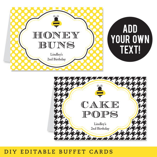 Bumblebee Party Table Tent Cards (EDITABLE INSTANT DOWNLOAD) – Chickabug