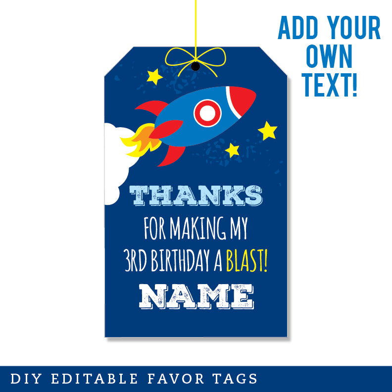 Rocket Party Favor Tags (EDITABLE INSTANT DOWNLOAD) – Chickabug