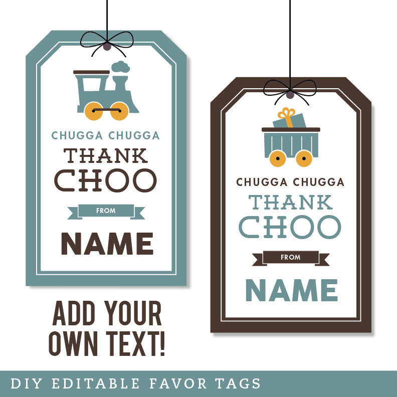 Vintage Train Party Editable Favor Tags (INSTANT DOWNLOAD) – Chickabug