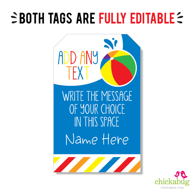 Pool Party Favor Tags (EDITABLE INSTANT DOWNLOAD) – Chickabug