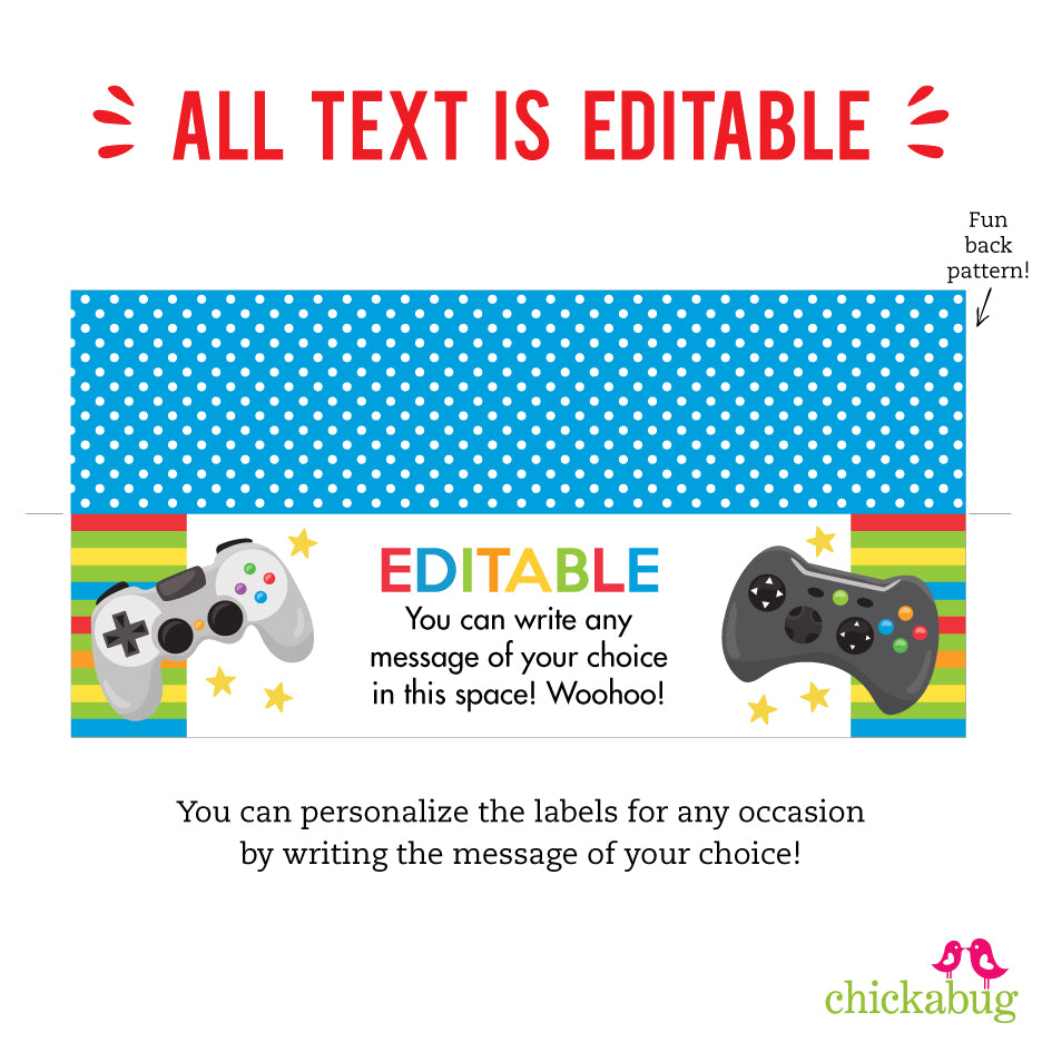 Video Game Party Treat Bag Labels (EDITABLE INSTANT DOWNLOAD) – Chickabug