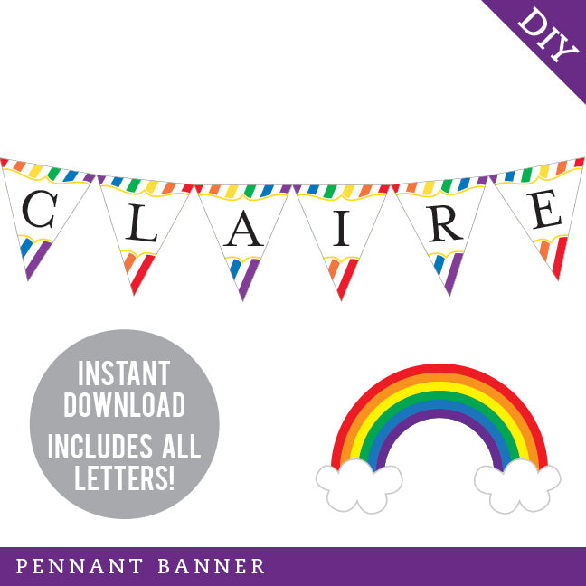 Rainbow Party Banner (INSTANT DOWNLOAD) – Chickabug