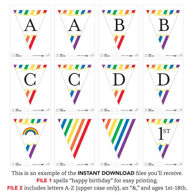 Rainbow Party Banner (INSTANT DOWNLOAD) – Chickabug