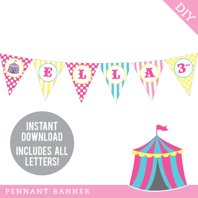 Pink Carnival Party Banner (INSTANT DOWNLOAD) – Chickabug