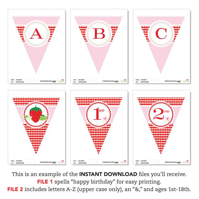 Strawberry Party Banner (INSTANT DOWNLOAD) – Chickabug