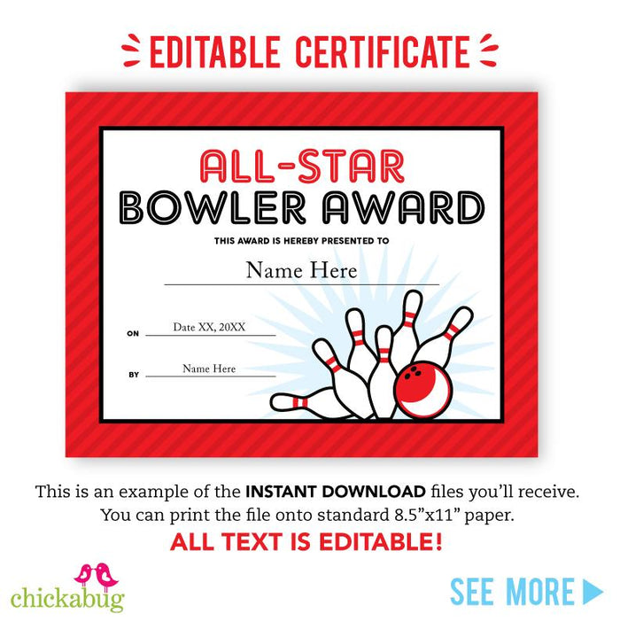 bowling certificate template