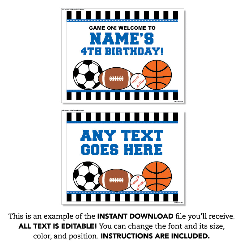 Blue Sports Party Signs (EDITABLE INSTANT DOWNLOAD) – Chickabug
