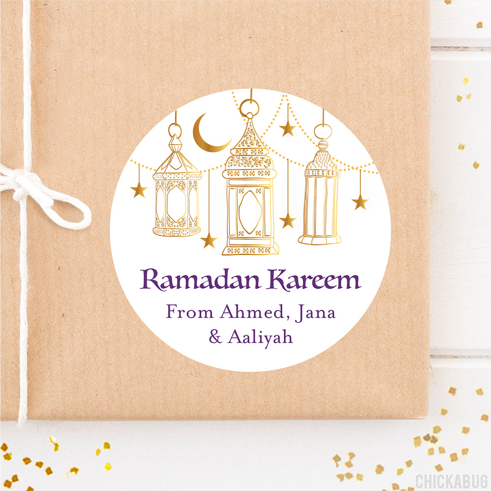 Golden Lanterns Ramadan Kareem Labels | Personalized Ramadan Labels ...