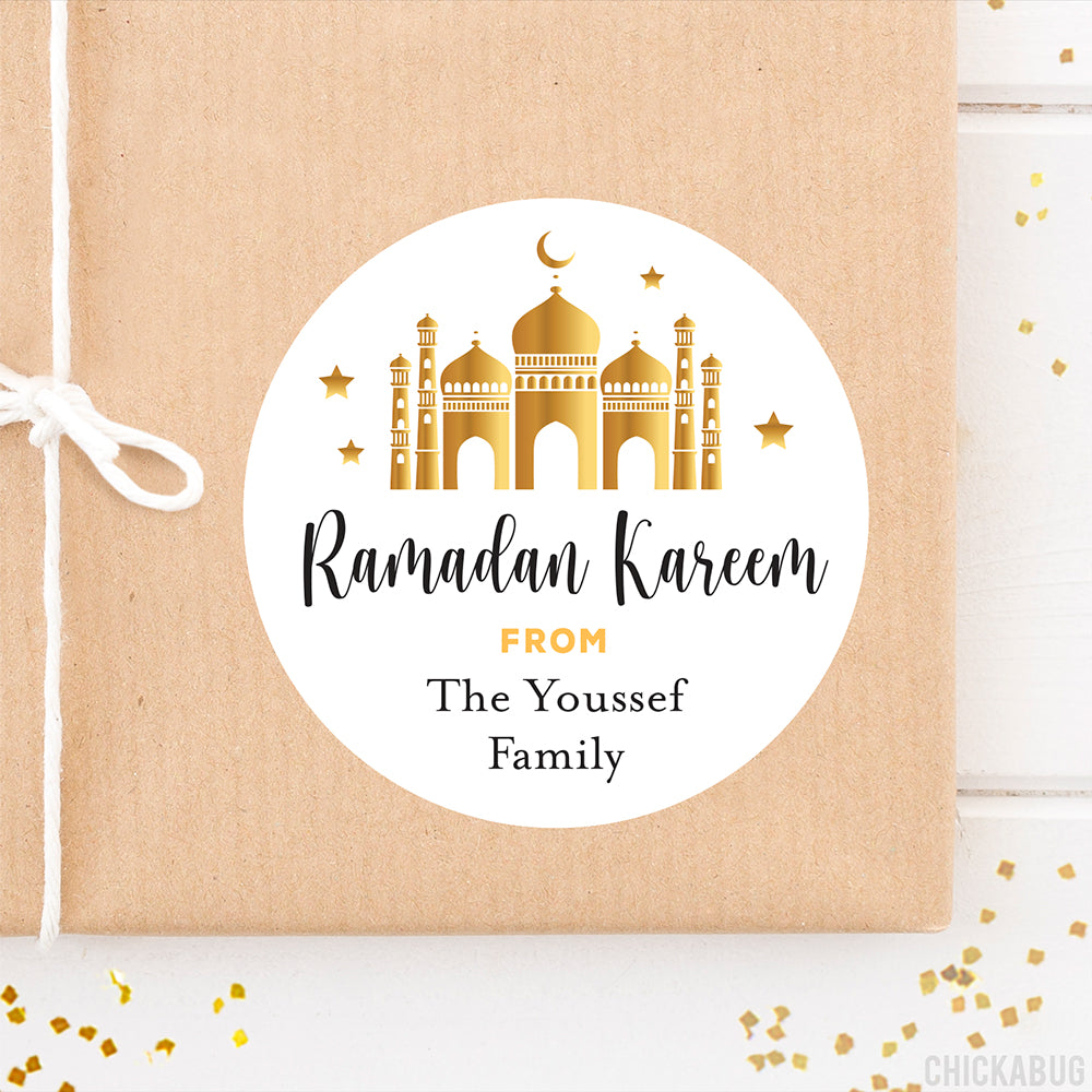 Gold Mosque "Ramadan Kareem" Labels | Personalized Ramadan Labels ...