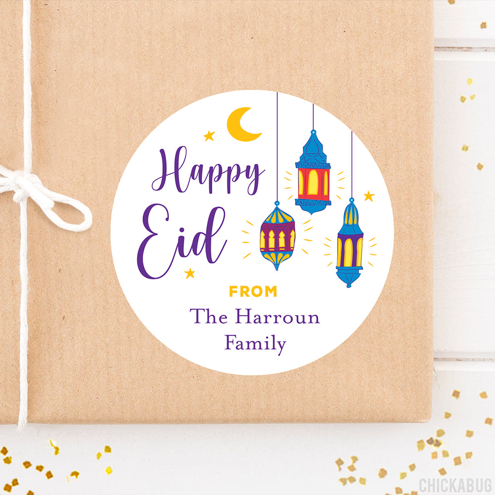 Colorful Lanterns "Happy Eid" Labels | Personalized Eid Labels – Chickabug