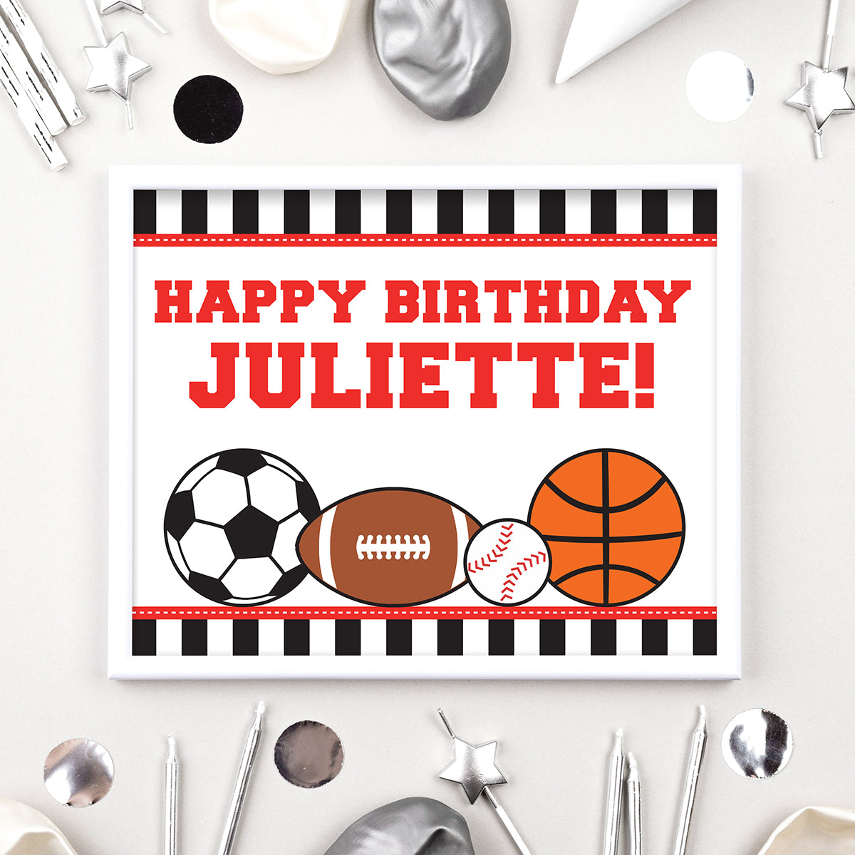 Red All-Star Sports Party Signs (EDITABLE INSTANT DOWNLOAD) – Chickabug