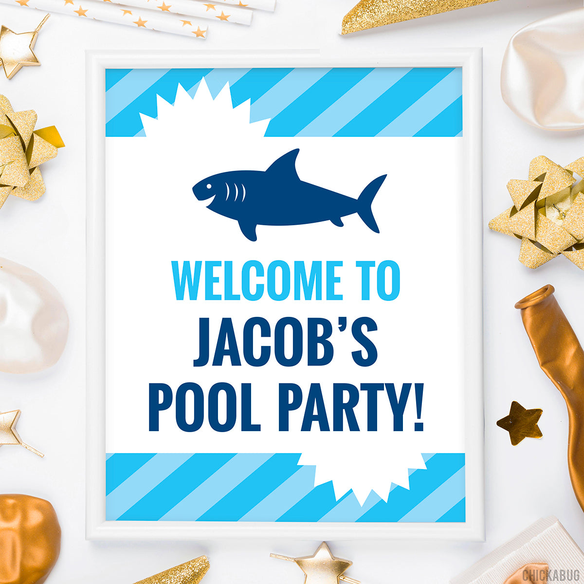 Shark Party Signs (EDITABLE INSTANT DOWNLOAD) – Chickabug