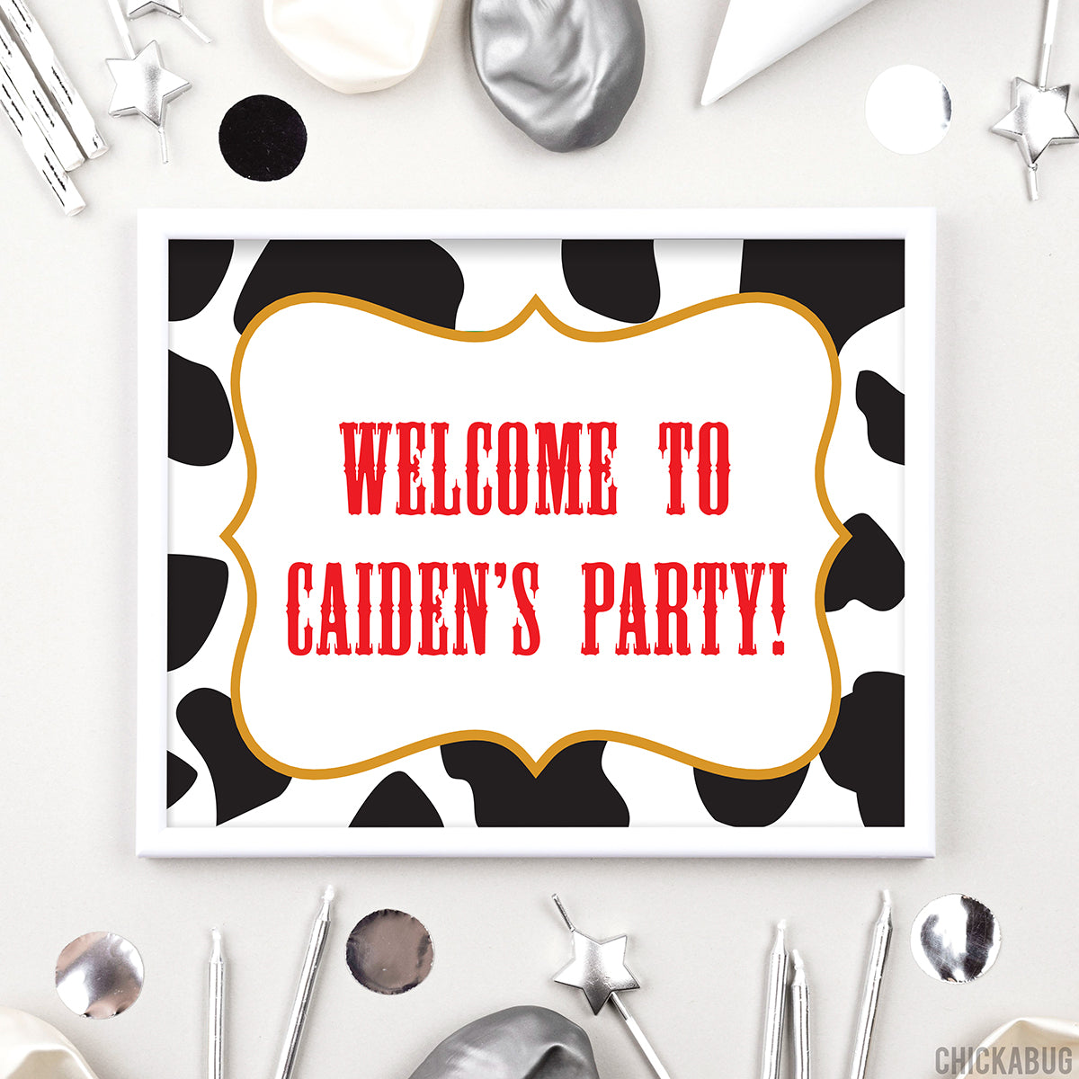 Farm Party Signs in Cow Print and Gingham (EDITABLE INSTANT DOWNLOAD ...