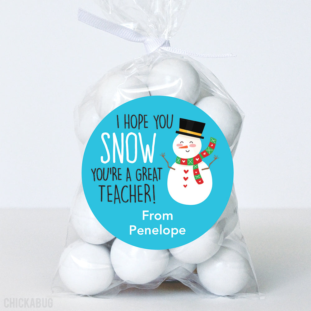Personalized "I Hope You SNOW" Teacher Appreciation Stickers – Chickabug