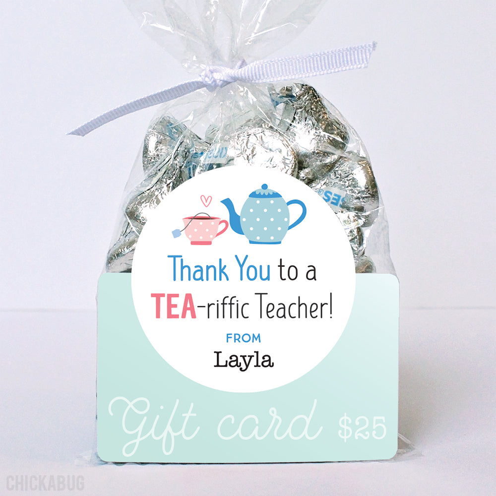 Personalized "Tea-riffic" Teacher Appreciation Stickers – Chickabug