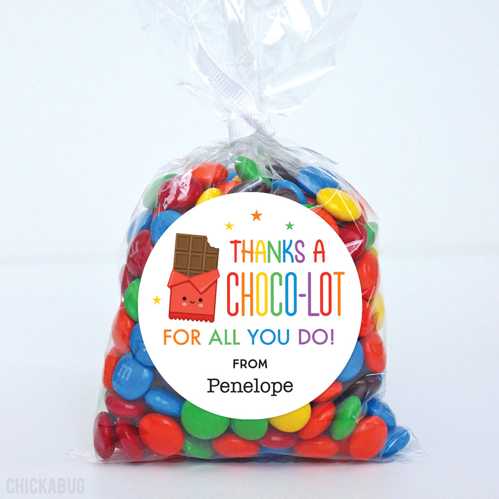 Personalized "Thanks a CHOCO-LOT" Appreciation Stickers – Chickabug