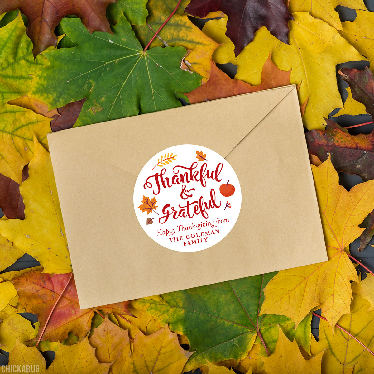 Personalized "Thankful & Grateful" Thanksgiving Stickers – Chickabug