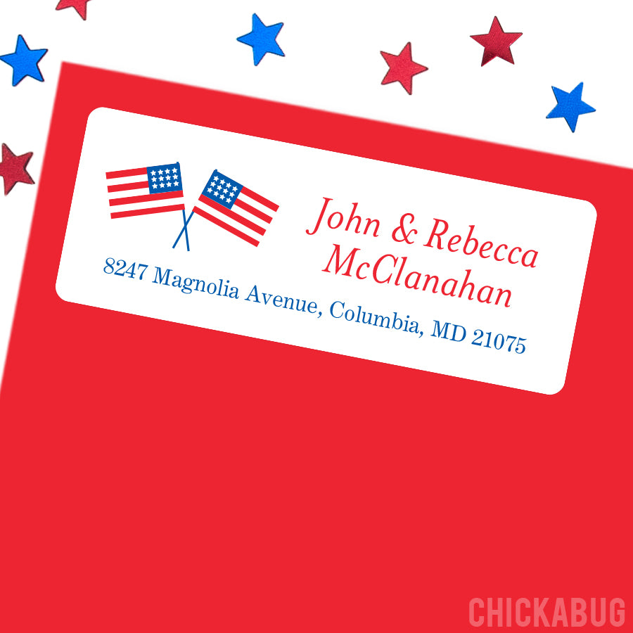 Personalized American Flags Return Address Labels – Chickabug