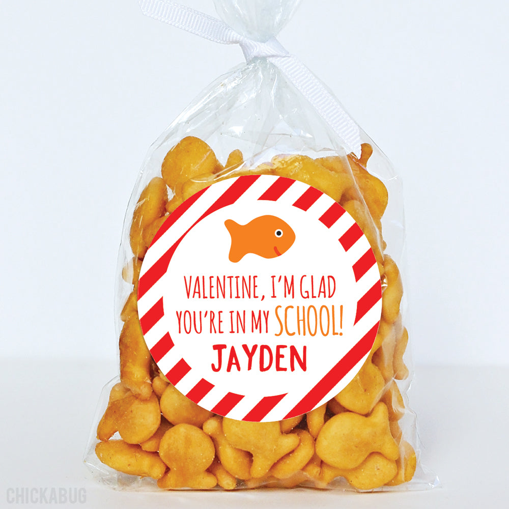 Personalized Goldfish "Glad You're In My School" Valentine's Day ...