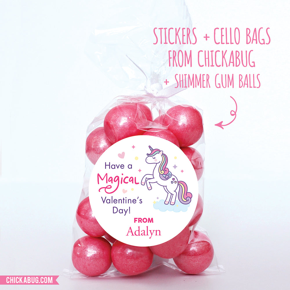 Personalized Magical Unicorn Valentine's Day Stickers – Chickabug