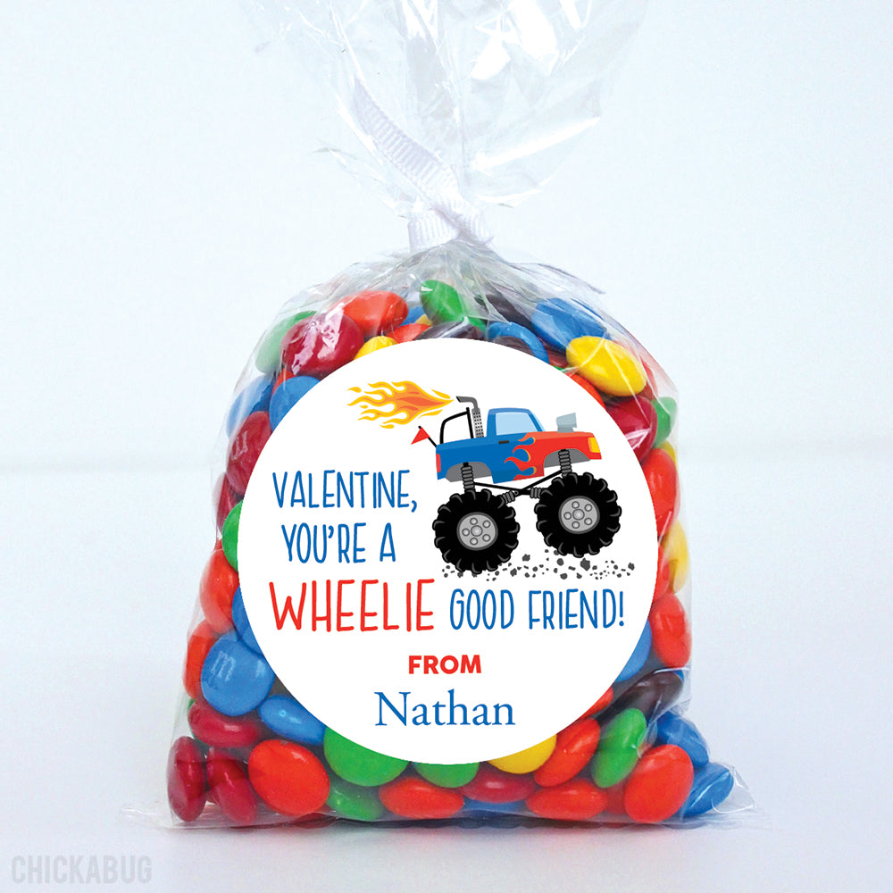 Personalized Monster Truck Valentine's Day Stickers – Chickabug