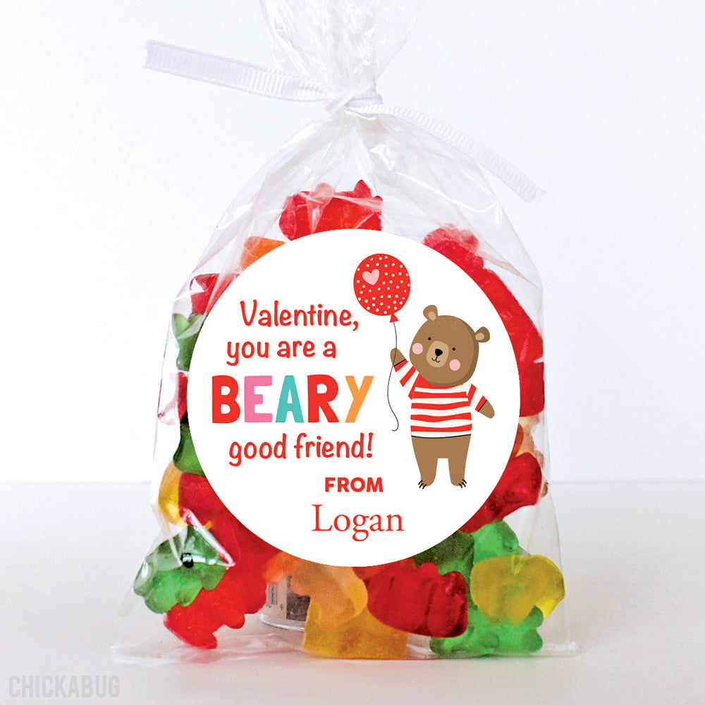 Beary Good Friend Personalized Valentine's Day Stickers – Chickabug