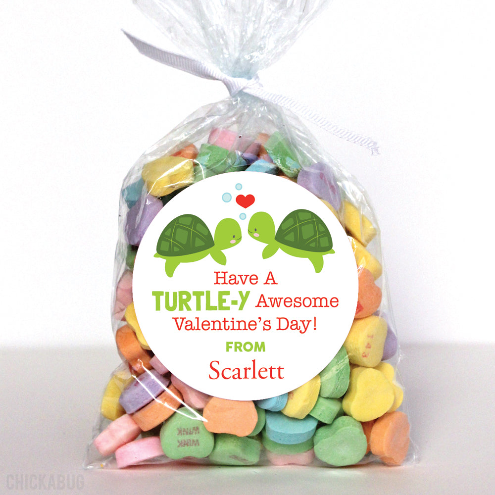 Personalized Turtles Valentine's Day Stickers – Chickabug