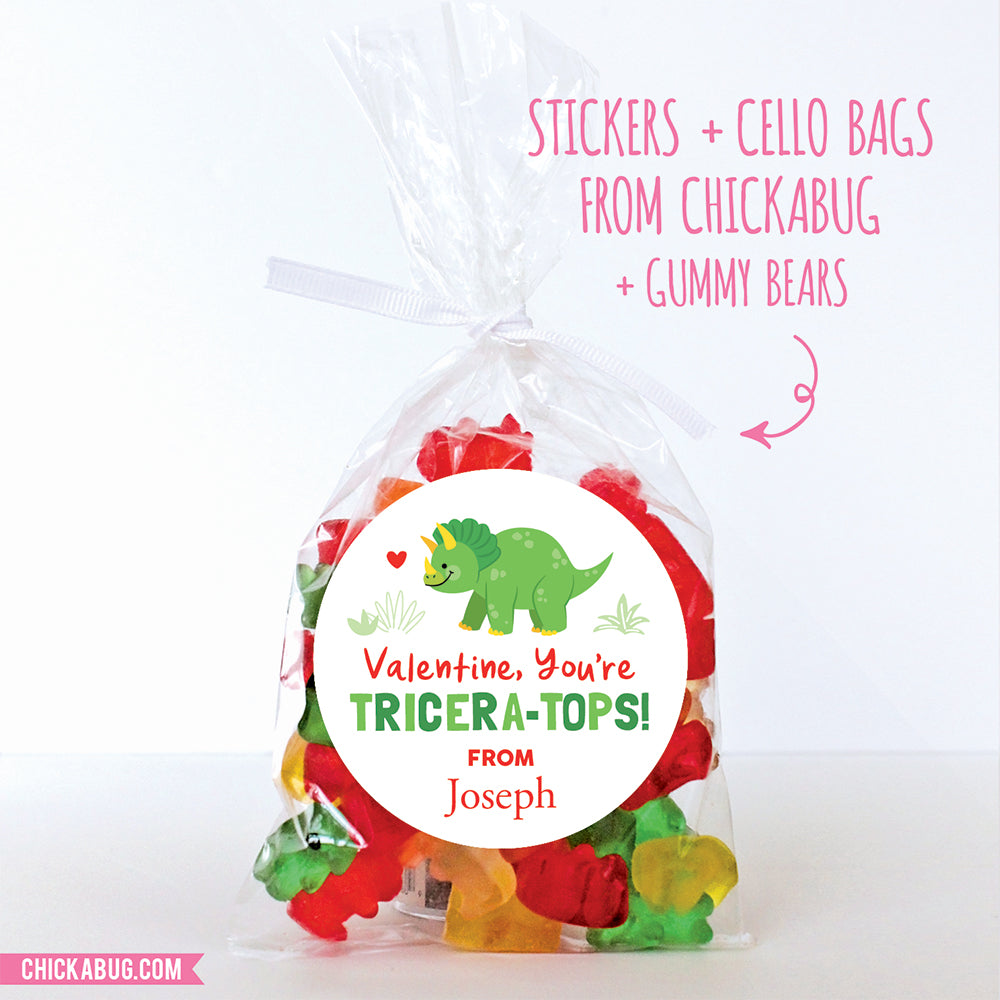 Personalized "You're TriceraTOPS" Dinosaur Valentine's Day Stickers ...