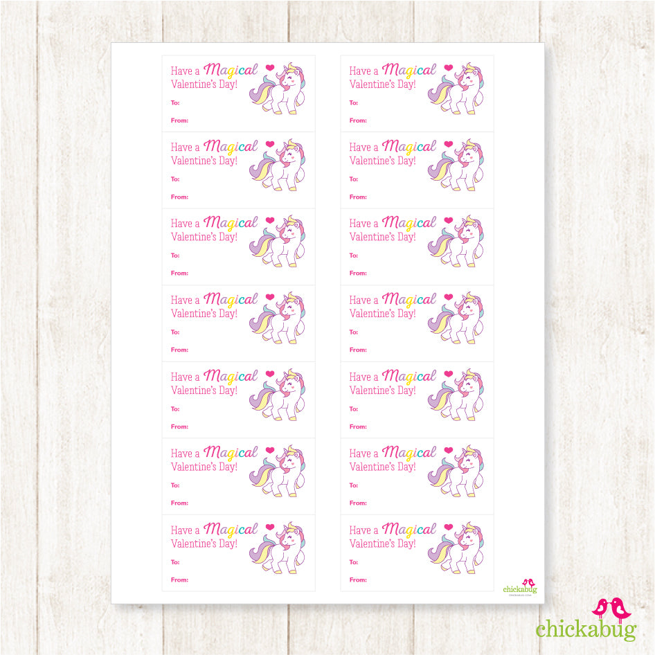 Magical Unicorn Personalized Valentine's Day Gift Labels – Chickabug