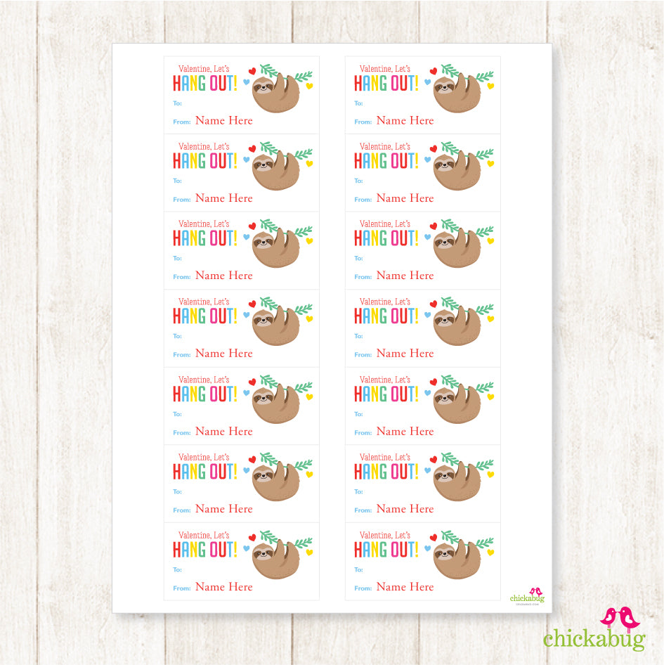 Personalized Sloth Valentine's Day Gift Labels – Chickabug