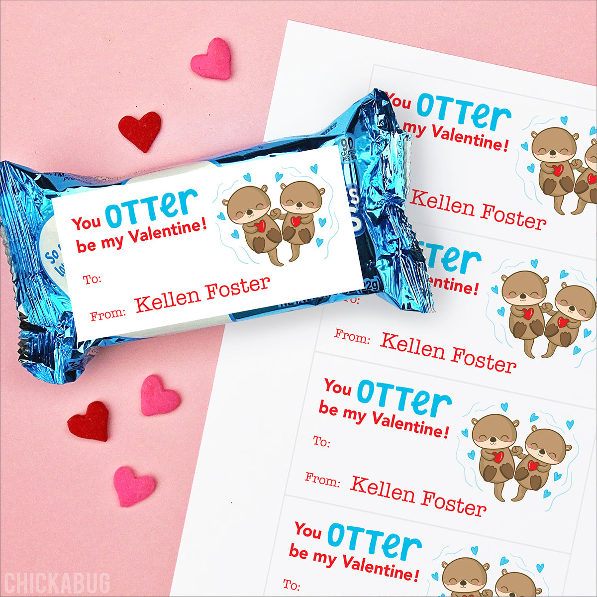 Personalized Otters "Otter Be My Valentine" Valentine's Day Labels ...