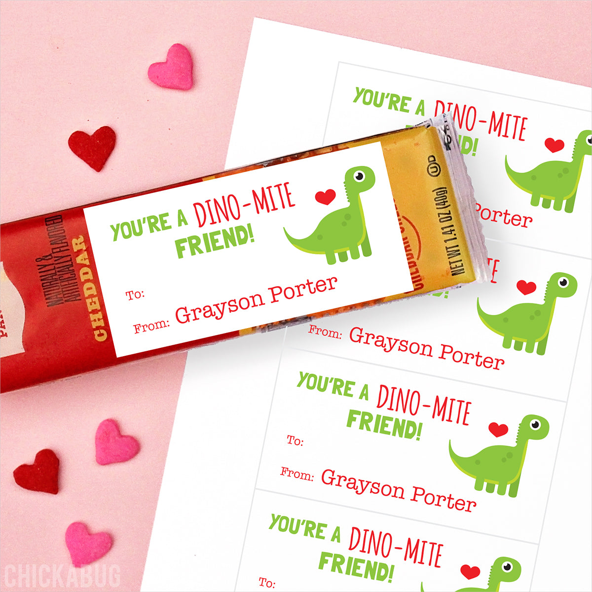 Personalized Dinosaur "Dino-mite Friend" Valentine's Day Gift Labels ...