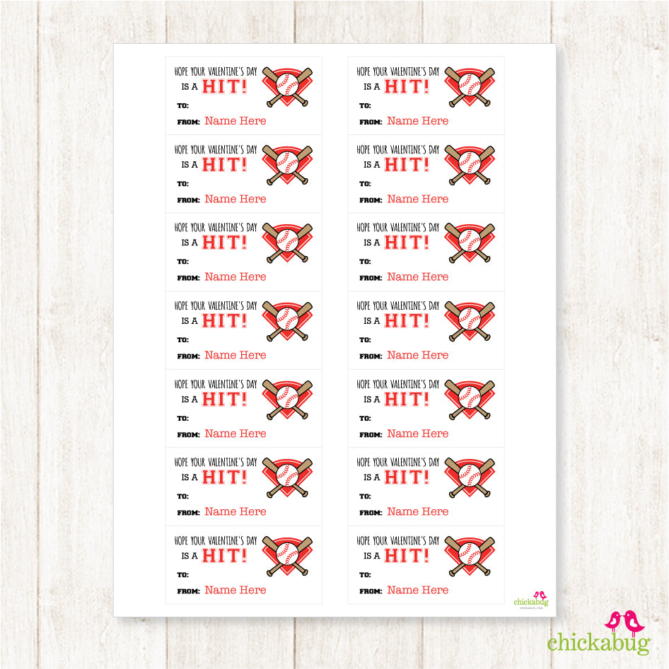 Personalized Baseball Valentine's Day Gift Labels – Chickabug