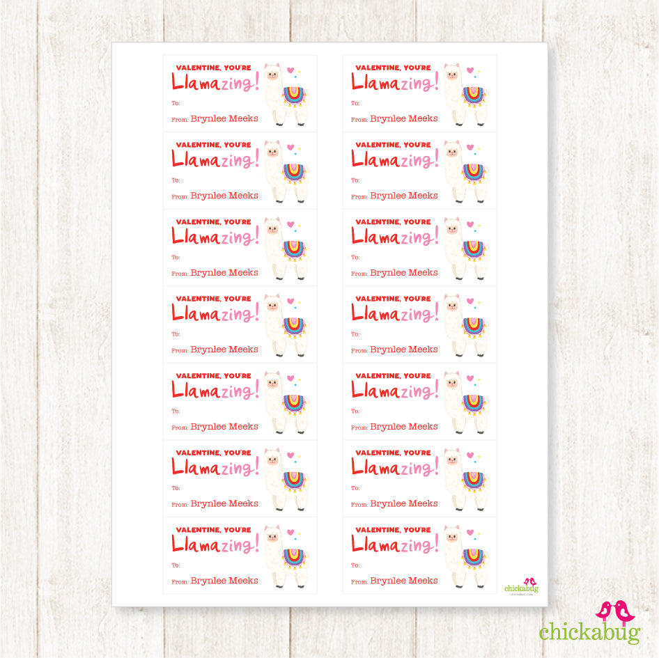 Personalized Llama "You're Llamazing" Valentine's Day Gift Labels ...