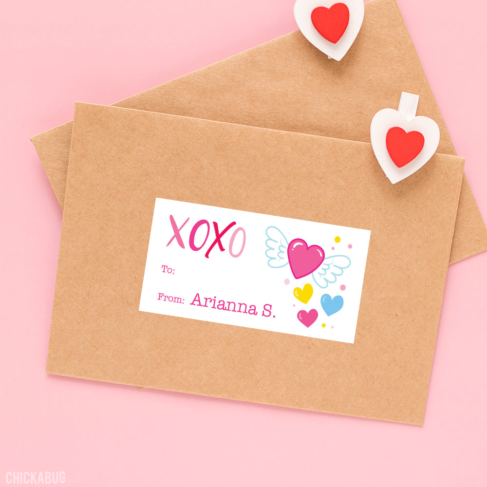 XOXO Hearts Personalized Valentine's Day Gift Labels – Chickabug