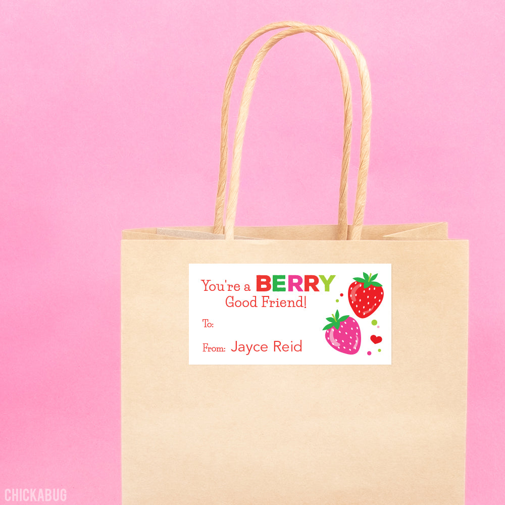Personalized Strawberry "Berry Good Friend" Valentine's Day Labels ...