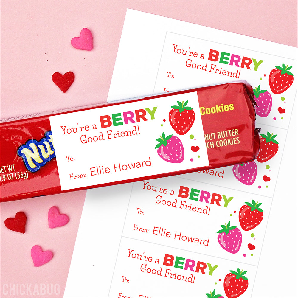 Personalized Strawberry "Berry Good Friend" Valentine's Day Labels ...